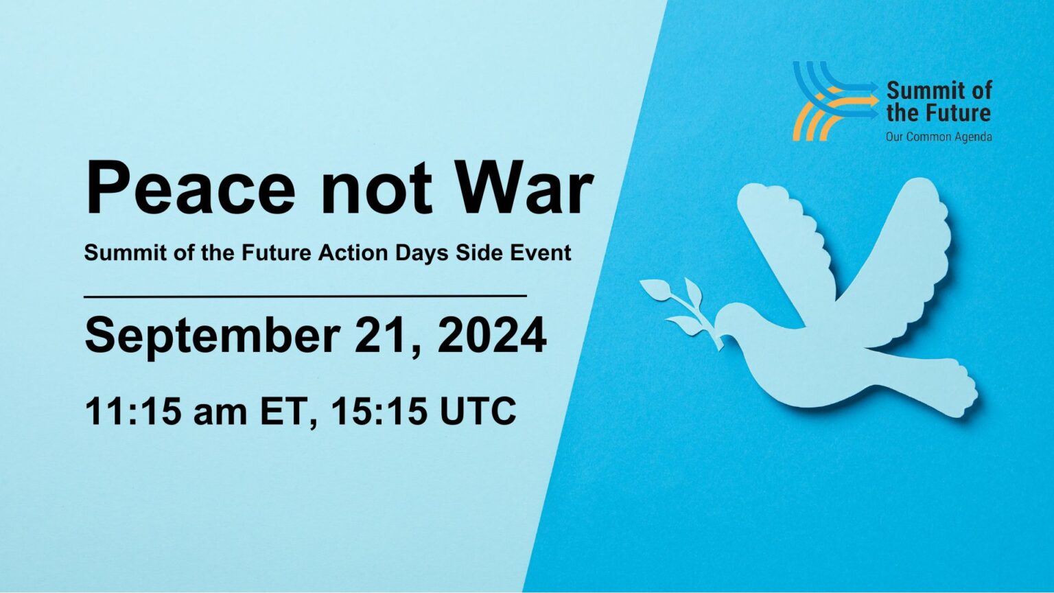UN Summit of The Future Action Day Side Event: Peace not War - SDG Academy